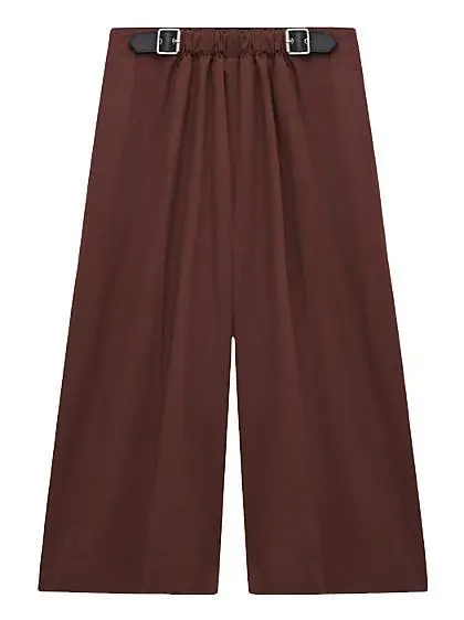 Loewe Cropped Belted Cotton-silk Blend Trousers - Coffee