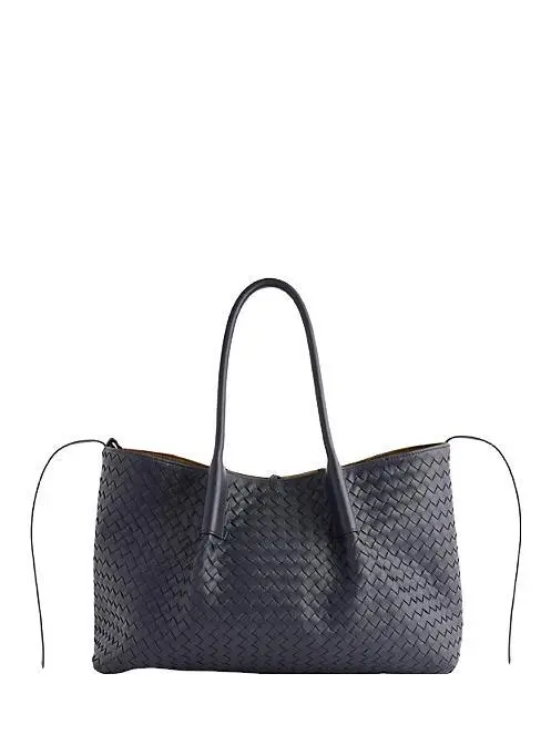 Bottega Veneta Pinacoteca Leather Large Tote Bag - Nocturnal/mud-mb