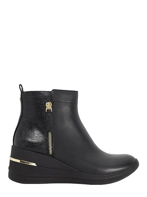 DUNE Leather Ankle Boots - Black Leather