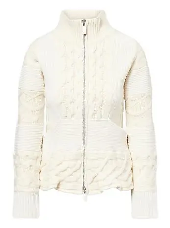 Sacai Cable-knit Wool-blend Jacket - Off White