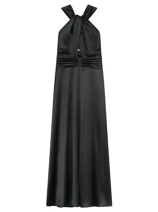 The Kooples Draped Woven Maxi Dress - Black