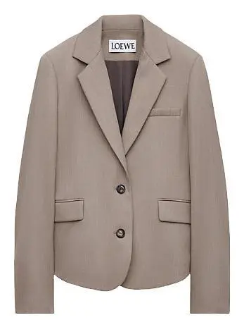 Loewe Tailored Ruched-back Wool-blend Jacket - Beige Melange