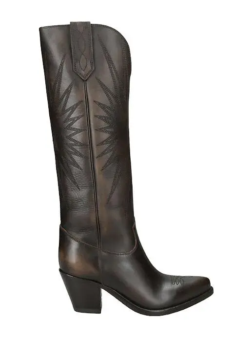 GOLDEN GOOSE Wish Star Leather Knee-high Boots - Dark Brown