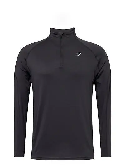 GYMSHARK Performance Quarter Zip Stretch-woven Top - Black