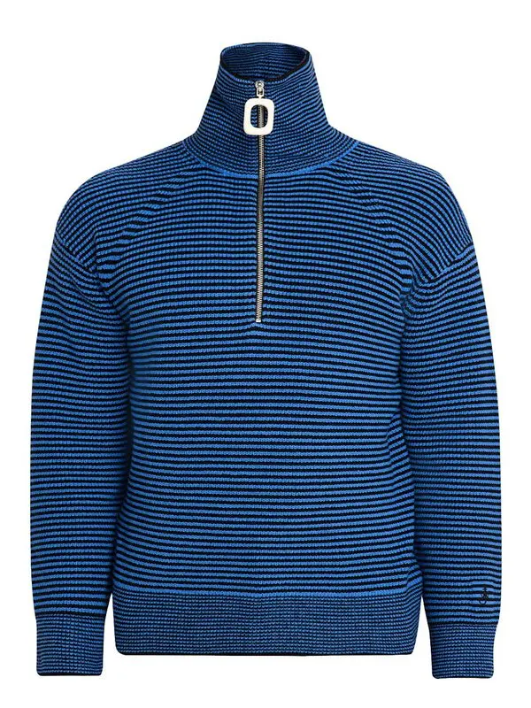 JW Anderson Stripe Half-zip Turtleneck Sweater - Blue Black