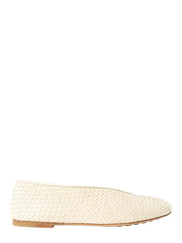Bottega Veneta Intrecciato Leather Ballet Flats - White