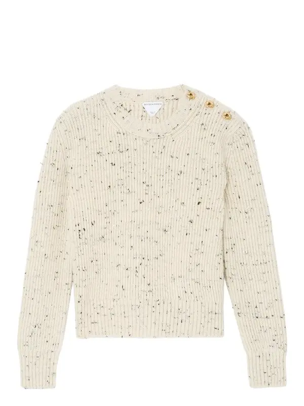 Bottega Veneta Button-detailed Ribbed Wool-blend Sweater - White