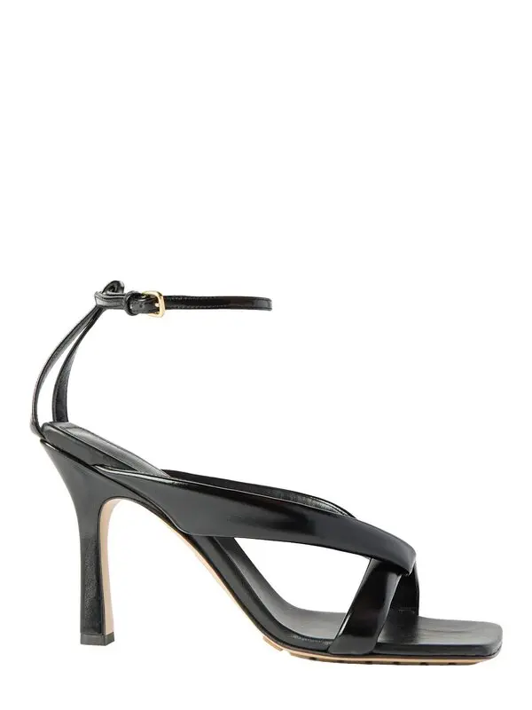 Bottega Veneta Riva Padded Glossed-leather Sandals - Black