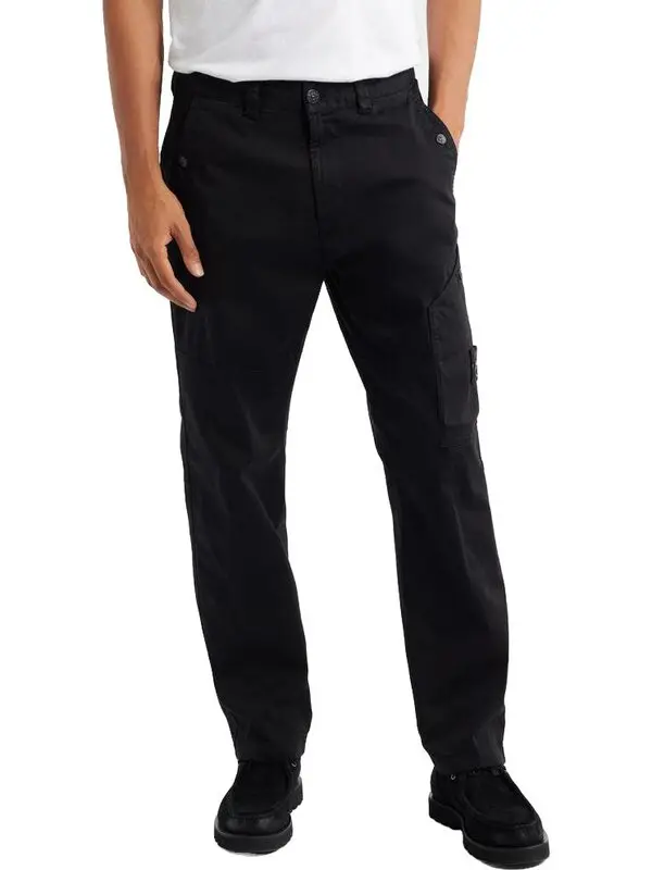 Stone Island Regular Fit Stretch Cotton Cargo Pants - V0029 Black