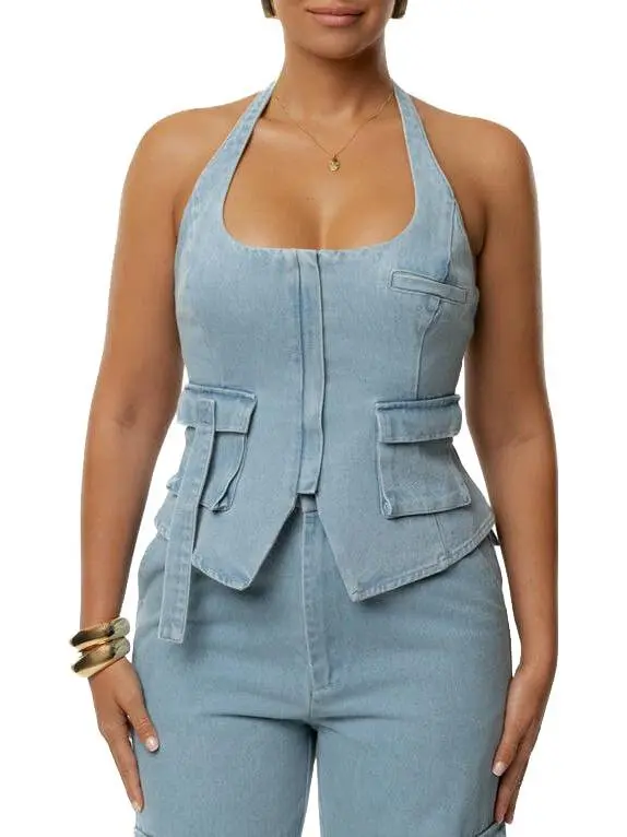 JLUXLABEL Josie Halter Top - Denim