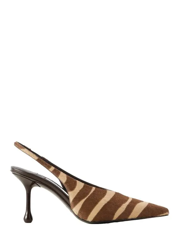 JIMMY CHOO Isa 80 Zebra-print Slingback Sandals - Brown