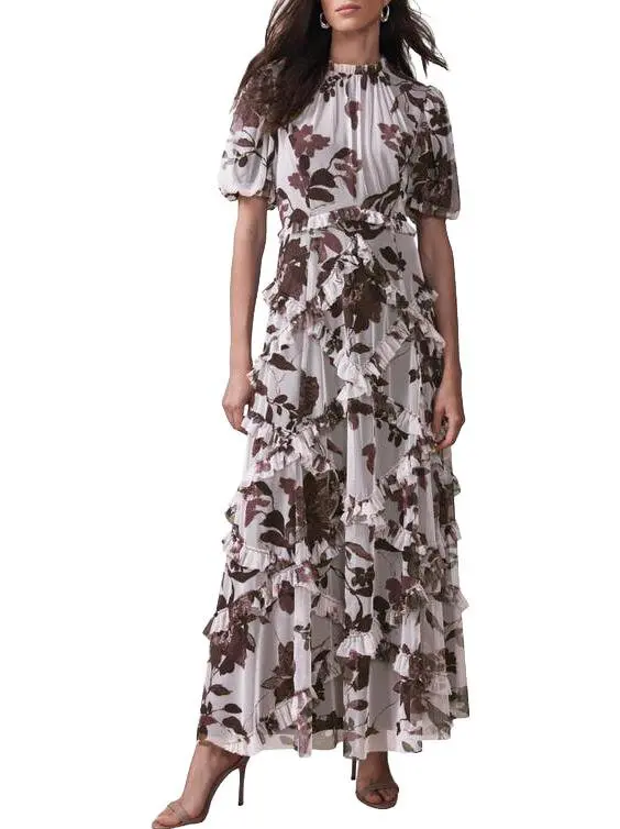 Mint Velvet Floral Printed Maxi Dress - Burgundy