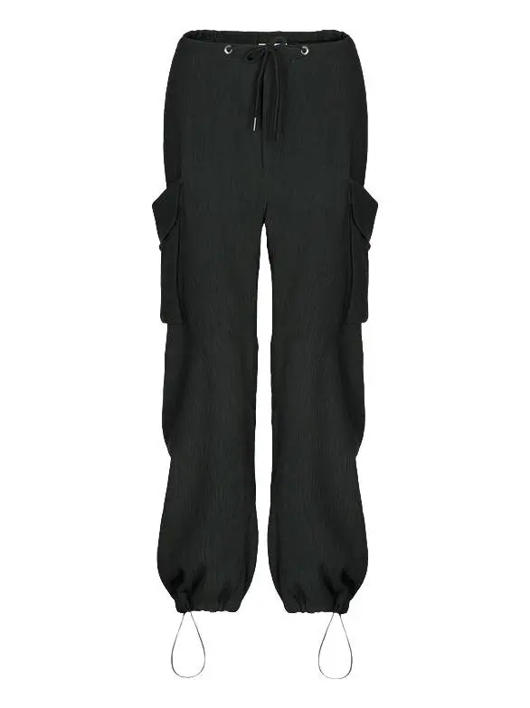 UNTITLED IN MOTION Tambalah Crinkle Cargo Pant - Black Crinkle