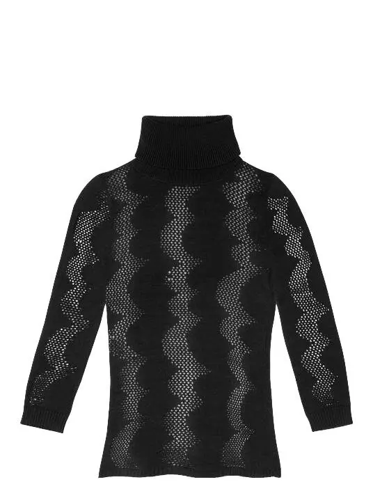 UNTITLED IN MOTION Pimona Abstract Knit Turtleneck - Black