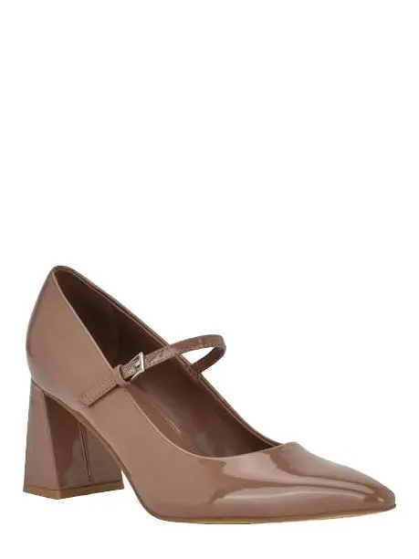 Calvin Klein Naprina Pointed-toe Mary Jane Pumps - Light Brown Patent