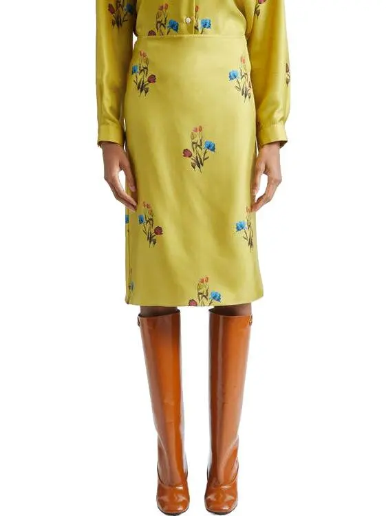 Marni Tulip Print Pleated Midi Skirt - Citronelle