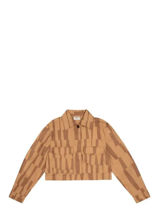 UNTITLED IN MOTION Simplus Cropped Cotton Twill Jacket - Accenda Clay