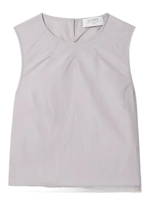 LA LIGNE Cosette Silk-organza Trimmed Shell Tank - Gray