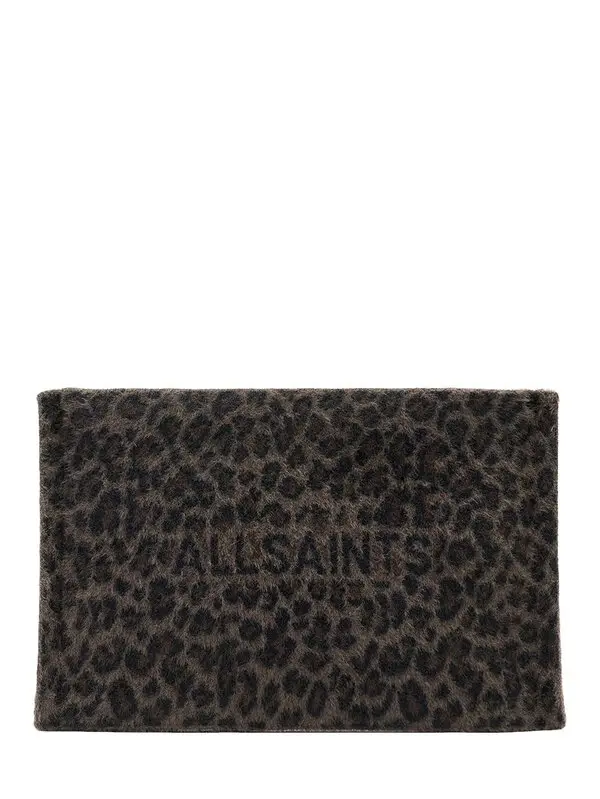 ALLSAINTS Izzy Leopard Faux Fur Clutch - Leppo Brown