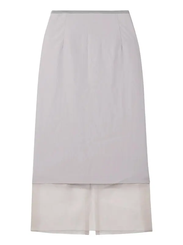LA LIGNE Cosette Organza-trimmed Shell Midi Skirt - Gray