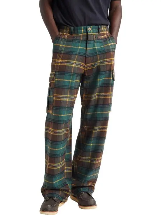 SKY HIGH FARM WORKWEAR Plaid Flannel Cargo Pants - Yellow
