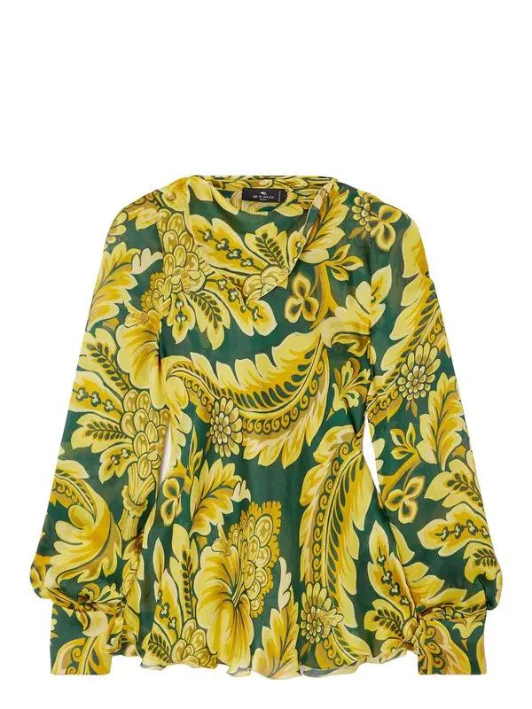 Etro Printed Silk Blouse - Yellow