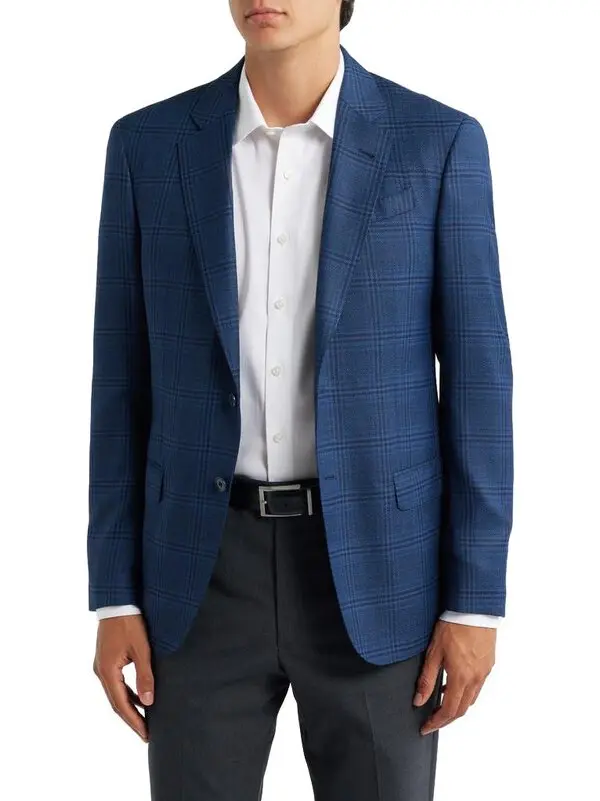 Emporio Armani Textured Check Sport Coat - Fancy Blue