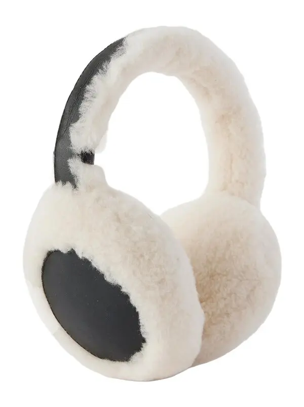 YVES SALOMON Leather And Shearling Earmuffs - Black