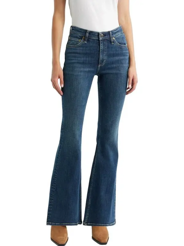 Rag & Bone Mid-rise Flare Jeans - Dark Blue