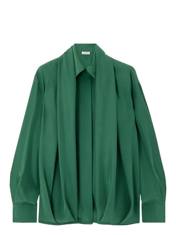 Loewe Draped Silk Blouse - Green