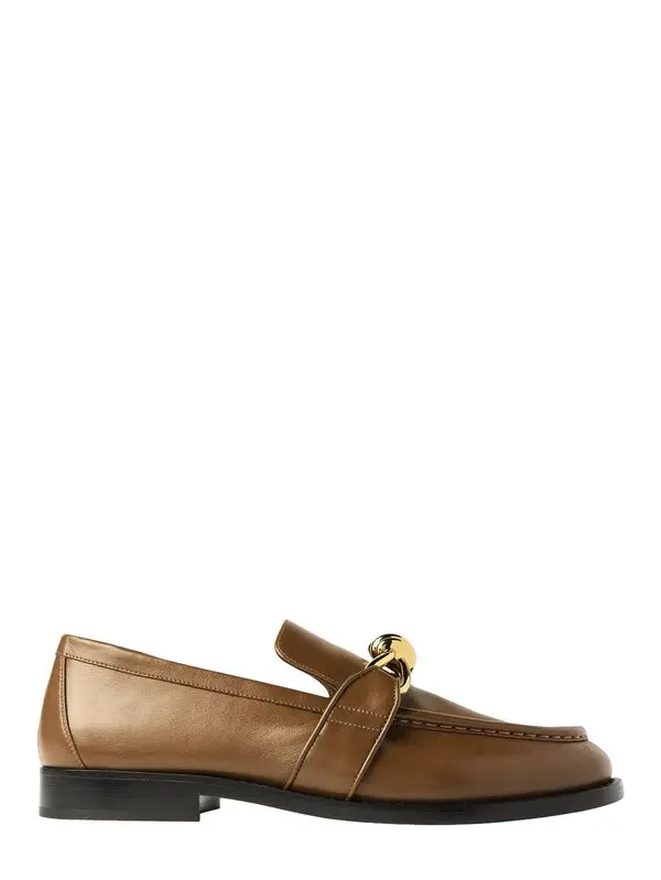 Bottega Veneta Astaire Embellished Leather Loafers - Brown