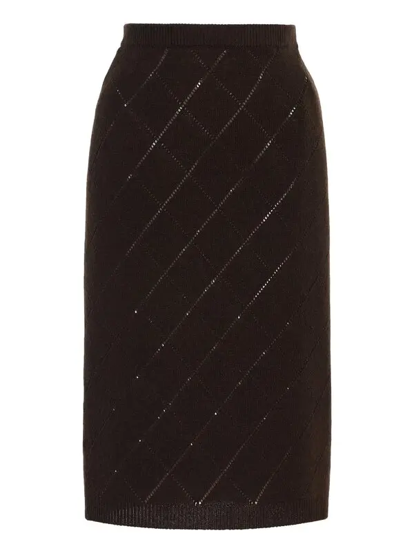 Prada Cashmere Midi Skirt - Brown