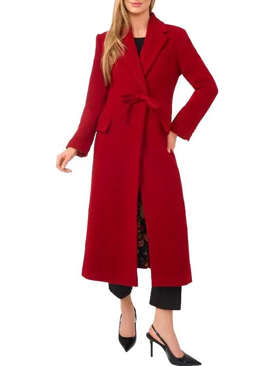 Ted Baker London Bow Wool Blend Longline Coat - Wild Crimson