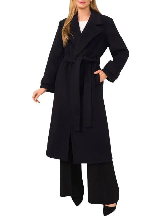 Ted Baker London Wool-blend Longline Wrap Coat - Rich Black