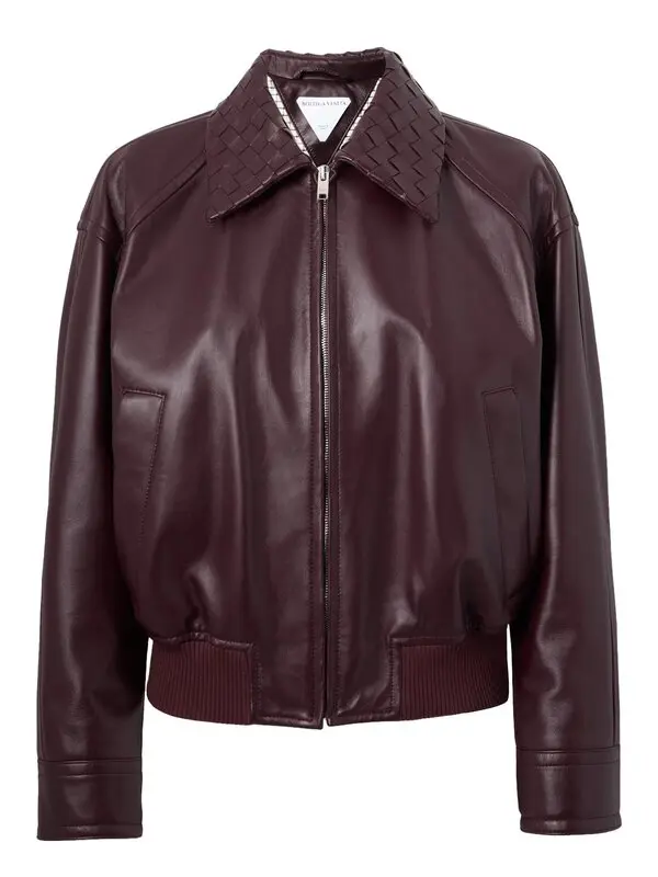 Bottega Veneta Intrecciato Leather Jacket - Red