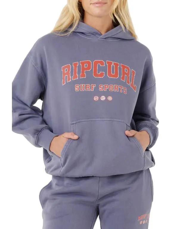 Rip Curl Varsity Sports Cotton Hoodie - Blue Grey