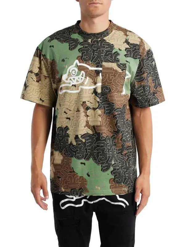 ICECREAM Count 'em Oversize Graphic T-shirt - Camo