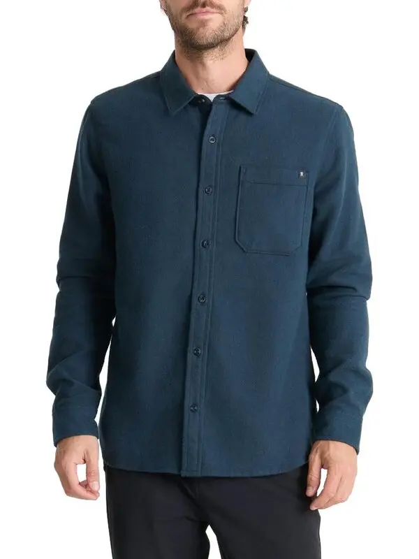 ROARK Crossroads Organic Cotton Button-up Shirt - Deep Navy Harringbone