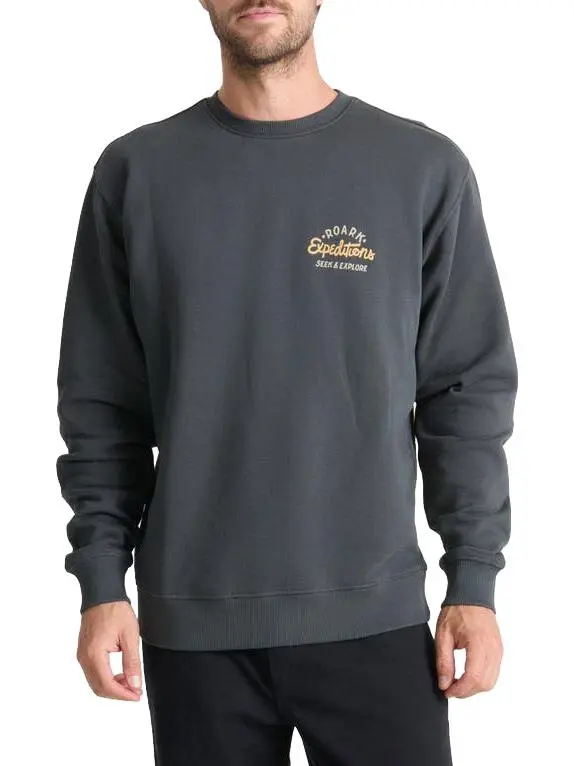 ROARK Cotton Fleece Sweatshirt With Logo Graphic - Onyx