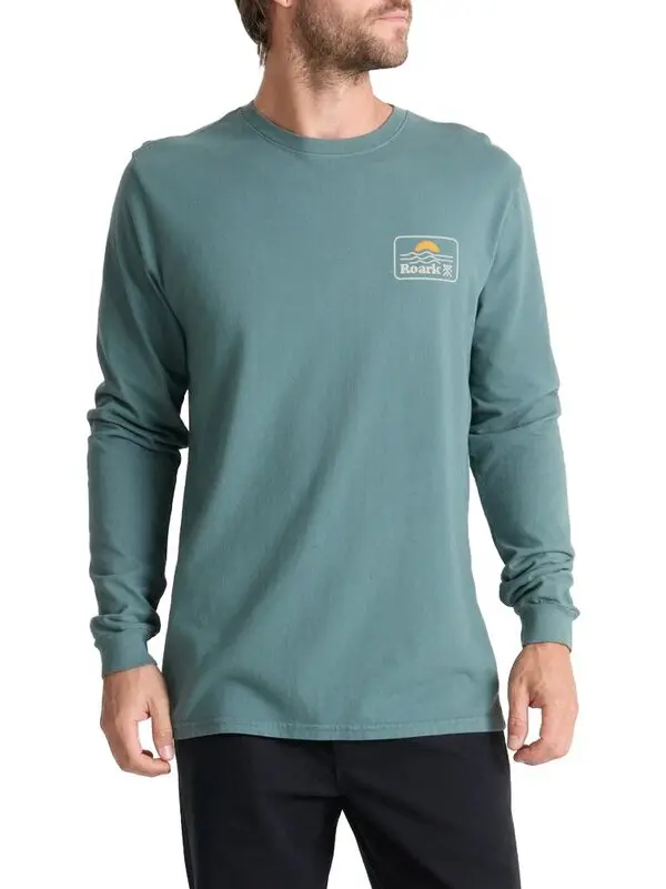 ROARK Earth Sea Long Sleeve Cotton Graphic T-shirt - Slate Gree
