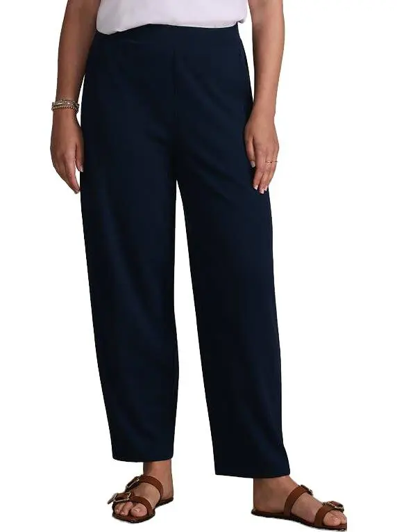LANDS' END Sport Knit High Rise Barrel Ankle Pants - Radiant Navy