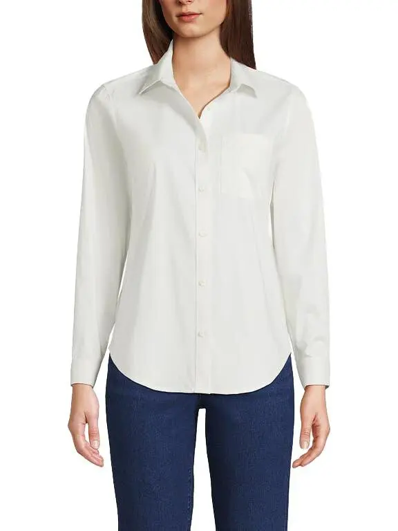 LANDS' END Cooling Button-front Shirt - White