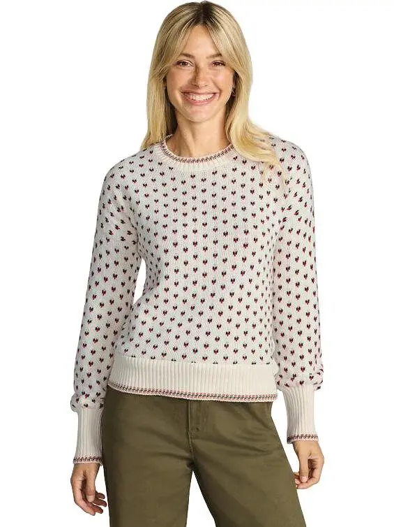 LANDS' END Drifter Jersey Crewneck Sweater - Holly/ivory/green