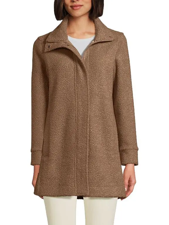 LANDS' END Boucle Fleece Coat - Honey Beige