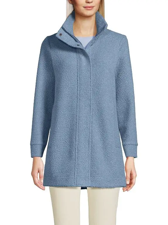 LANDS' END Boucle Fleece Coat - Pale Slate Blue