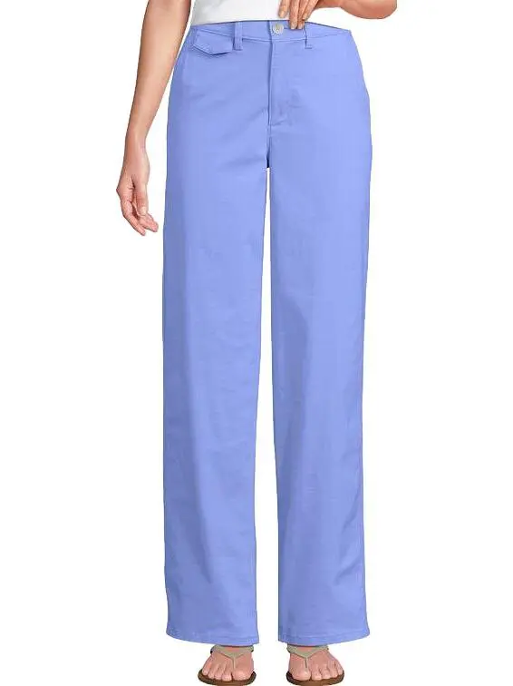 LANDS' END Chino High-rise Rail Straight-leg Trousers - Clear Blue Sky