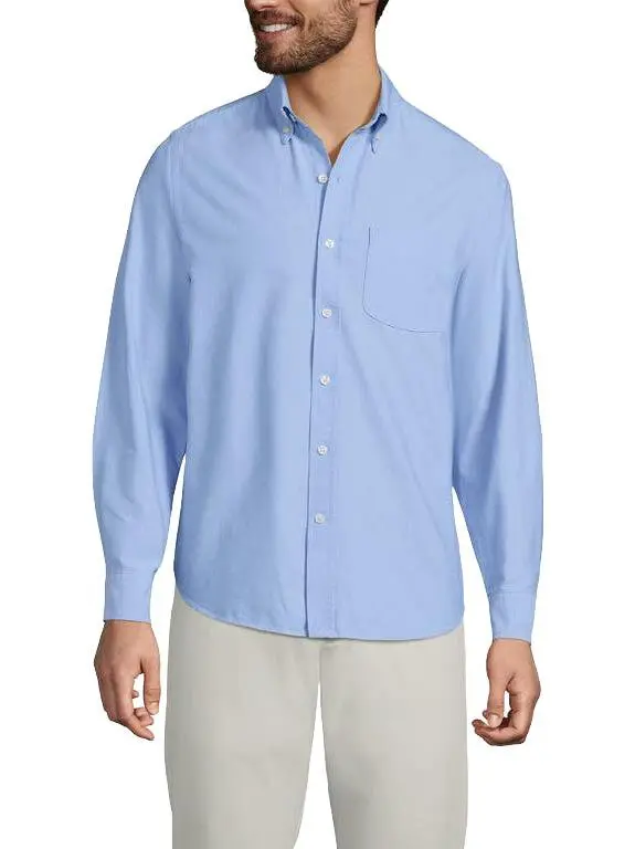 LANDS' END Traditional Fit Comfort-first Sail Rigger Oxford Shirt - Blue
