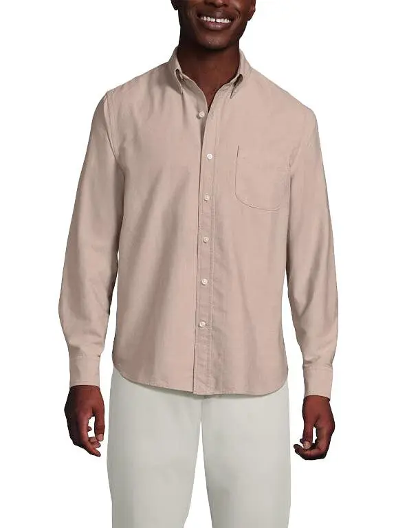 LANDS' END Traditional Fit Comfort-first Sail Rigger Oxford Shirt - Canyon Camel