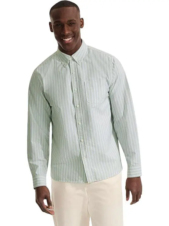 LANDS' END Traditional Fit Comfort-first Sail Rigger Oxford Shirt - Pale Marsh Water Stripe