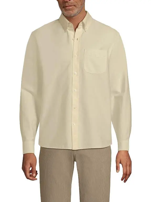 LANDS' END Traditional Fit Comfort-first Sail Rigger Oxford Shirt - Pale Sweet Butter